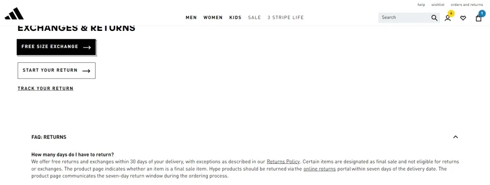 Are Adidas Returns Free?