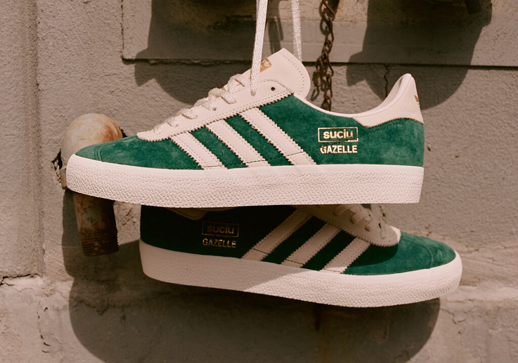 Lush Footwear: Green Suede Adidas Shoes For Men